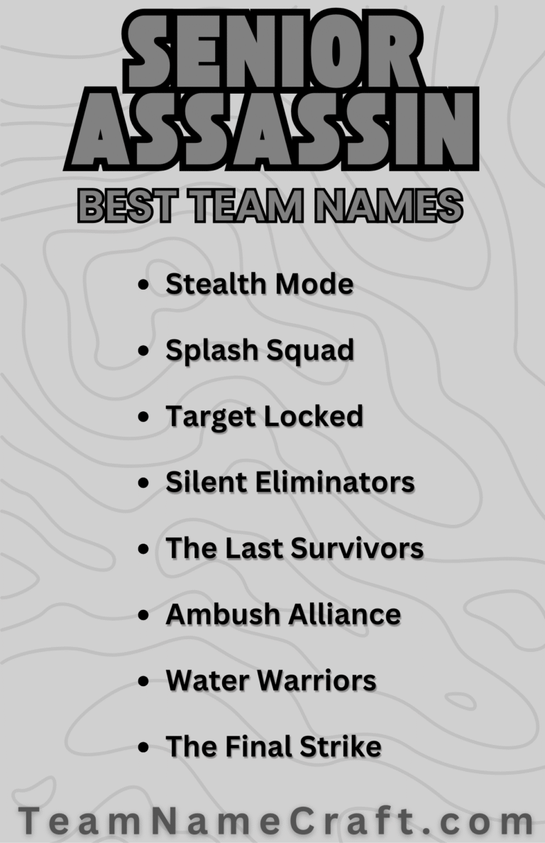 800+ Gotcha! Savage Senior Assassin Team Names Too Good To Hide (2025 ...